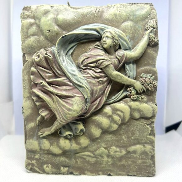 Accents | Vintage Carved Candle Block Ethereal Angel Aged Deco Studios ...
